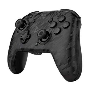 PDP Gaming Faceoff Deluxe Wireless Switch Pro Controller - Black Camo / Camouflage - Officially Licensed by Nintendo - Customizable buttons, sticks, triggers, and paddles - Motion Sensing Controllers