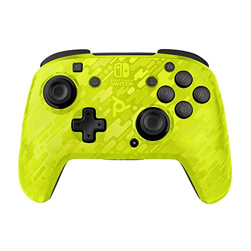 PDP Gaming Faceoff Deluxe Wireless Switch Pro Controller - Yellow Camo / Camouflage - Officially Licensed by Nintendo - Customizable buttons, sticks, triggers, and paddles - Motion Sensing Controllers