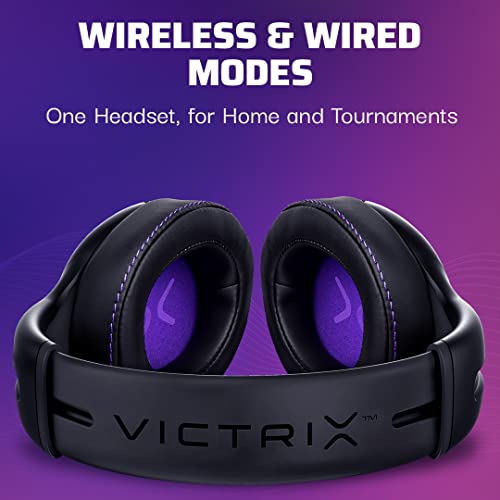 Victrix Gambit Black Wireless and Wired Gaming Headset with Mic - Microsoft Xbox One, Series X|S, PC - Esports-Ready Pro Audio, Noise Cancelling Microphone, Ultra-Comfort Over the Ear Headphones