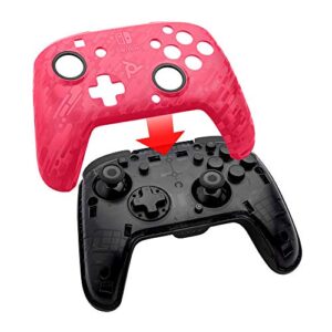 PDP Gaming Faceoff Deluxe Wireless Switch Pro Controller - Pink Camo / Camouflage - Officially Licensed by Nintendo - Customizable buttons, sticks, triggers, and paddles - Motion Sensing Controllers