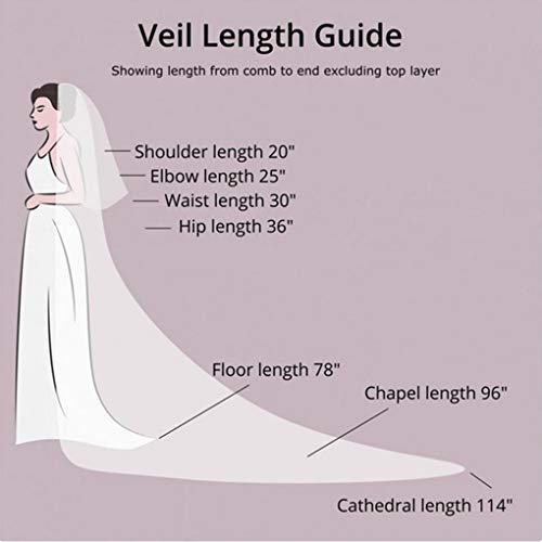 Ursumy Bride Wedding Cathedral Veil Long Drop Veils Simple Chapel Soft Tulle Bridal Veils for Bride (Ivory)