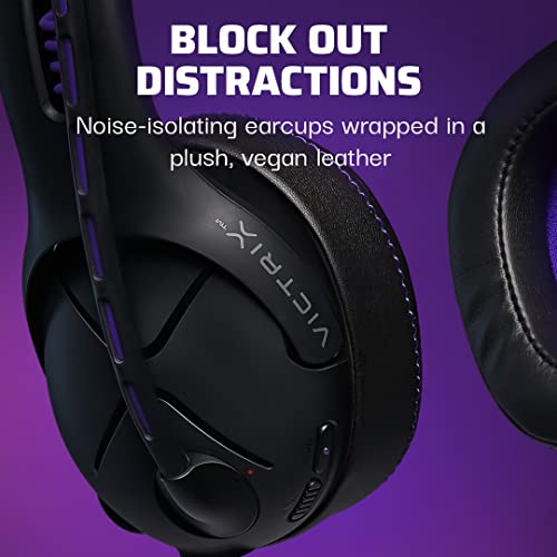 Victrix Gambit Black Wireless and Wired Gaming Headset with Mic - Microsoft Xbox One, Series X|S, PC - Esports-Ready Pro Audio, Noise Cancelling Microphone, Ultra-Comfort Over the Ear Headphones