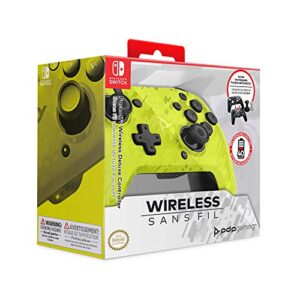 PDP Gaming Faceoff Deluxe Wireless Switch Pro Controller - Yellow Camo / Camouflage - Officially Licensed by Nintendo - Customizable buttons, sticks, triggers, and paddles - Motion Sensing Controllers