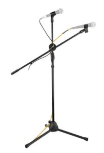 rockville gigstand dual microphone stand with (2) mic clips and detachable boom