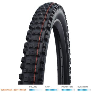 SCHWALBE - Eddy Current E-MTB/MTB and Enduro Tubeless Folding Front Bike Tire | 29 x 2.4 | Evolution, Super Gravity, Addix Soft | Black