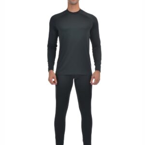 qualidyne Men's Thermal Underwear Winter Base Layer Long Johns Set Top and Bottom Sports Suits Black