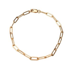 kelistom 14k gold filled stainless steel paperclip chain bracelet for women and 7.5” rectangle link bracelets, waterproof and never tarnish (14k gold)