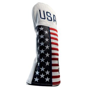 GOOACTION 1PC USA Golf Club Fairway Wood Head Cover with Creative Stars and Stripes American Flag Pattern Synthetic Leather Patriotic Golf Headcovers (Tag 5)