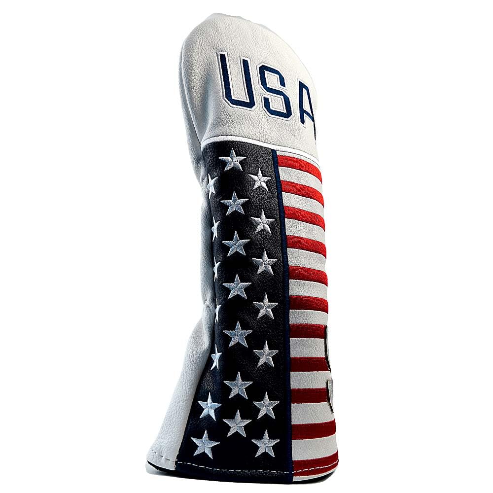 GOOACTION 1PC USA Golf Club Fairway Wood Head Cover with Creative Stars and Stripes American Flag Pattern Synthetic Leather Patriotic Golf Headcovers (Tag 5)