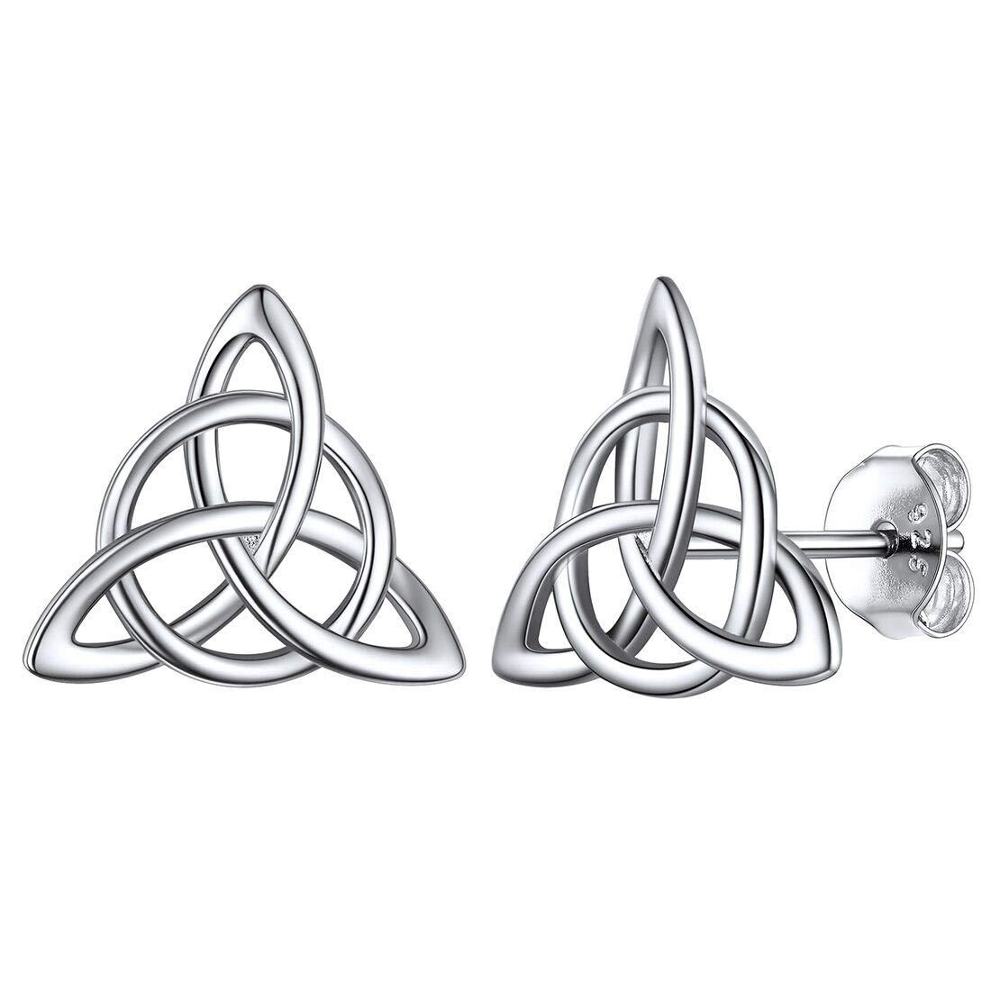 ChicSilver Celtic Trinity Knot Earrings 925 Sterling Silver Vintage Triquetra Triangle Studs Earrings Good Luck Dainty Small Irish Jewelry for Women Jewelry for Mom Gift