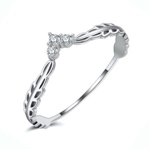 ginger lyne collection v shape leaf enhancer band sterling silver anniversary wedding ring for women size 8