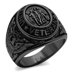 yvo veteran ring - black plated stainless steel - no engraving