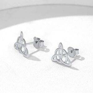 ChicSilver Celtic Trinity Knot Earrings 925 Sterling Silver Vintage Triquetra Triangle Studs Earrings Good Luck Dainty Small Irish Jewelry for Women Jewelry for Mom Gift