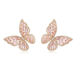 elegant stud earrings for women pink butterfly earrings brides bridesmaids wedding jewelry