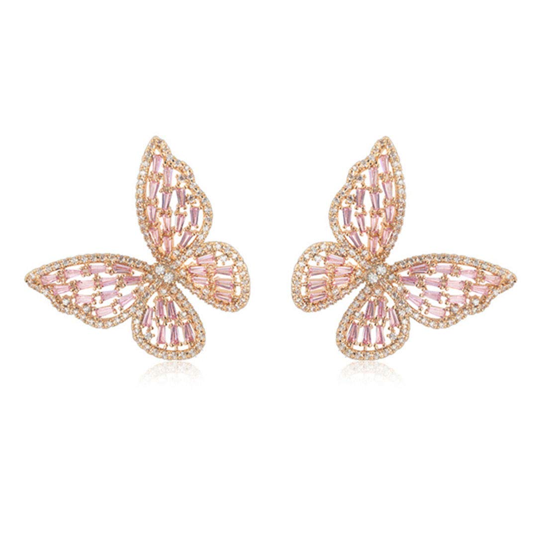 Elegant Stud Earrings for Women Pink Butterfly Earrings Brides Bridesmaids Wedding Jewelry