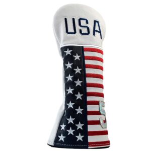 gooaction 1pc usa golf club fairway wood head cover with creative stars and stripes american flag pattern synthetic leather patriotic golf headcovers (tag 5)