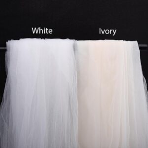 Ursumy Wedding 2T Veil Long Cathedral Veil Soft Tulle Bridal Veils with Comb (Ivory)