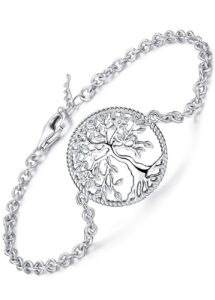 aniu tree of life bracelet for women, s925 sterling silver adjustable chain family tree jewelry for mother's day/birthday/anniversary(with gift box)