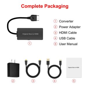 Xbox to HDMI Converter, Convert Original XBOX Video signal to HDMI signal, HD Cable for Original Xbox, Supports All Xbox Resolutions（480i /720p） - Original Xbox Adapter - Xbox Original HDMI Cable