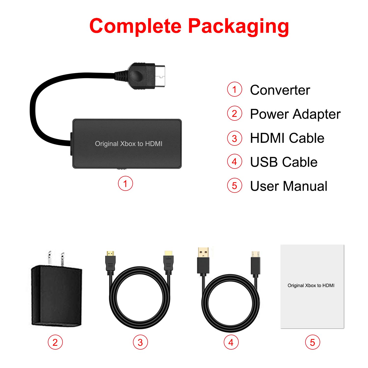 Xbox to HDMI Converter, Convert Original XBOX Video signal to HDMI signal, HD Cable for Original Xbox, Supports All Xbox Resolutions（480i /720p） - Original Xbox Adapter - Xbox Original HDMI Cable