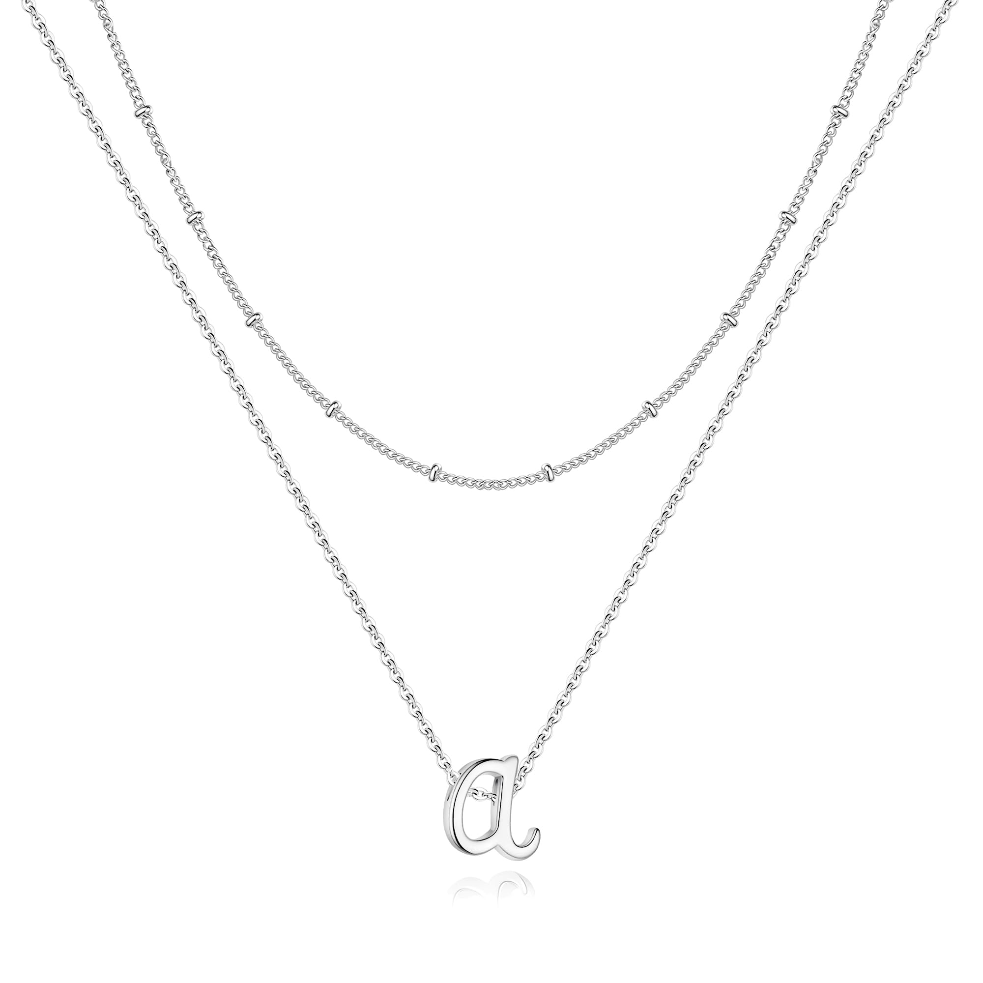 Yoosteel Valentines Day Gifts fors Initial Necklace, Silver Initial A Necklace Dainty Layering Letter Necklace Cute Valentines Day Gifts for Women Her Mom Daughters Wife Jewelry