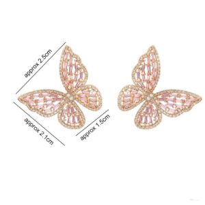 Elegant Stud Earrings for Women Pink Butterfly Earrings Brides Bridesmaids Wedding Jewelry