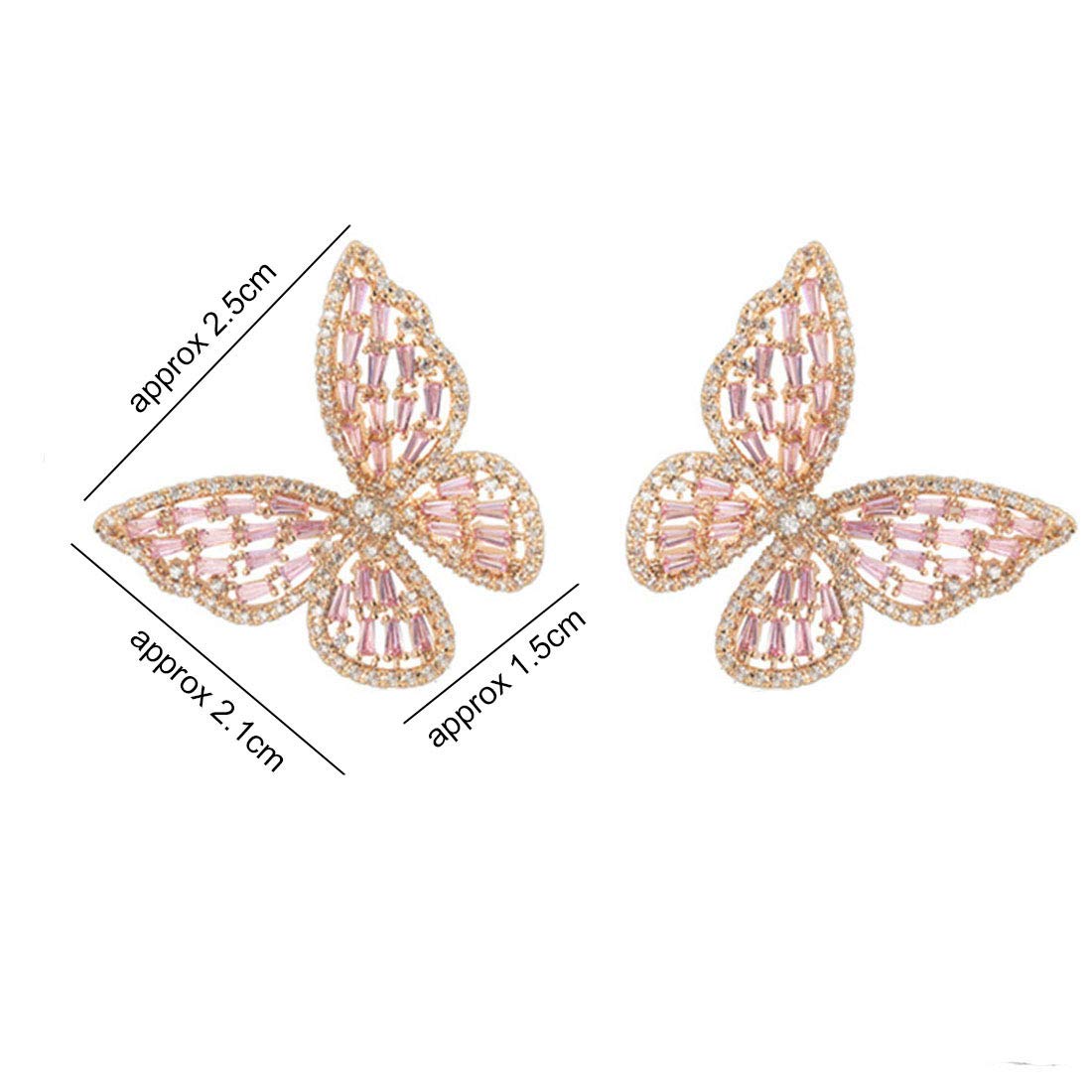 Elegant Stud Earrings for Women Pink Butterfly Earrings Brides Bridesmaids Wedding Jewelry