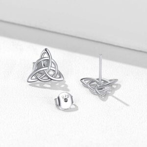 ChicSilver Celtic Trinity Knot Earrings 925 Sterling Silver Vintage Triquetra Triangle Studs Earrings Good Luck Dainty Small Irish Jewelry for Women Jewelry for Mom Gift