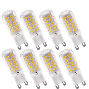 lemeng dimmable g9 led light bulb 40watts t4 halogen equivalent 4w 400lm 2700k warm white 120v chandelier lighting-pack of 8