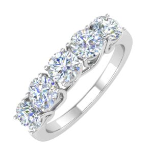 1 1/2 carat 5-stone diamond wedding band ring in 14k white gold (ring size 7)