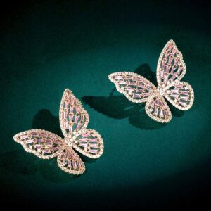 Elegant Stud Earrings for Women Pink Butterfly Earrings Brides Bridesmaids Wedding Jewelry