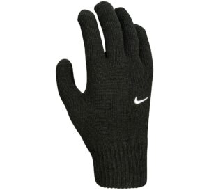 nike men's swoosh knit 2.0 gloves, black/white, s-m