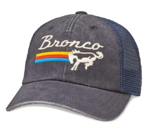 american needle unisex ford raglan bones mesh back slouch adjustable strapback trucker hat (bronco - navy)