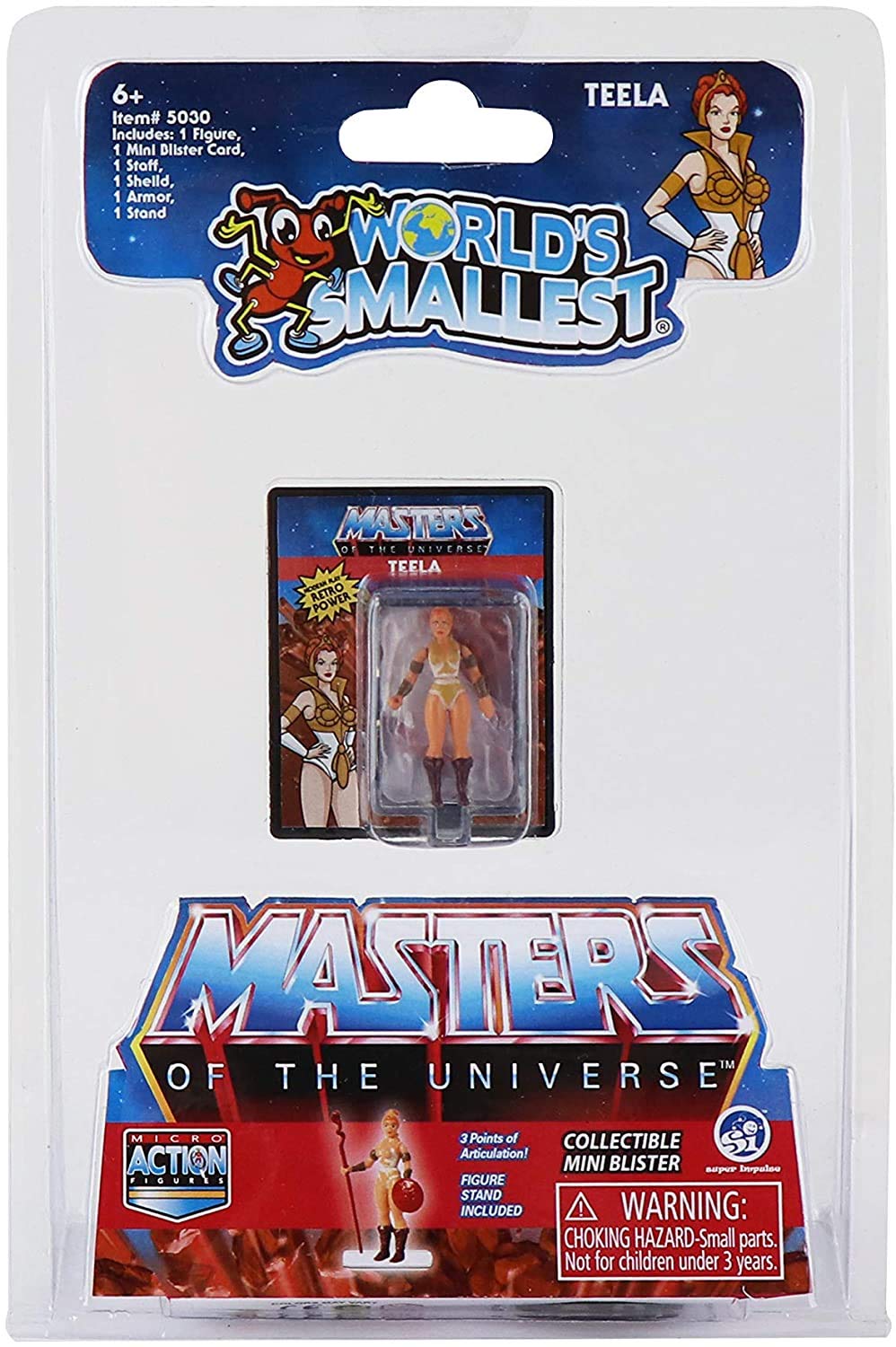 Worlds Smallest Masters of The Universe Bundle Set of 4 Mini Figures - He-Man - Skeletor - Teela - Battle Cat