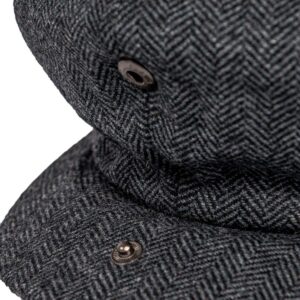 JANGOUL Men Wool Blend 8 Panel Newsboy Cap Tweed Cabbie Hat Snap Brim (Herringbone Grey, 7 3/8)