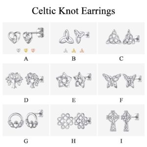 ChicSilver Celtic Trinity Knot Earrings 925 Sterling Silver Vintage Triquetra Triangle Studs Earrings Good Luck Dainty Small Irish Jewelry for Women Jewelry for Mom Gift