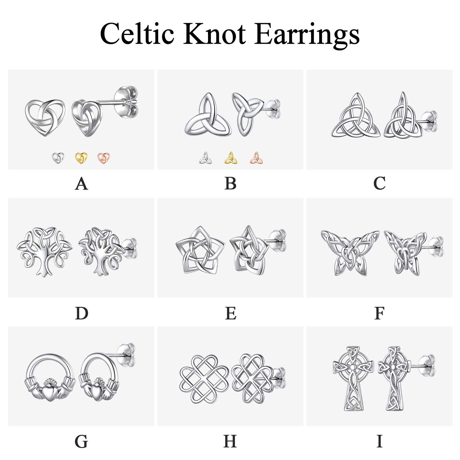 ChicSilver Celtic Trinity Knot Earrings 925 Sterling Silver Vintage Triquetra Triangle Studs Earrings Good Luck Dainty Small Irish Jewelry for Women Jewelry for Mom Gift