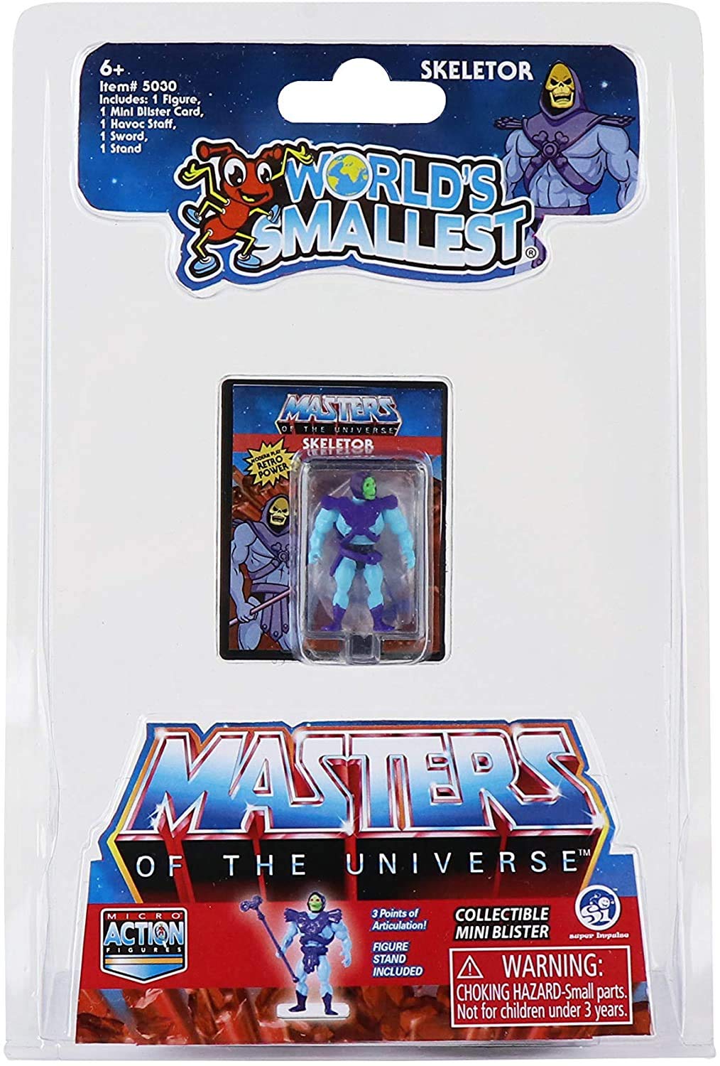 Worlds Smallest Masters of The Universe Bundle Set of 4 Mini Figures - He-Man - Skeletor - Teela - Battle Cat