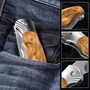 Bundle of 2 Items - Gentleman’s Folding Knife Pocket Knife Knives Knofe Wood Handle Sharp Blade - Pocket Knife for Men - Best Folder for Camping Hunting - Travel Accessories Gear- Pocket Knife Gift