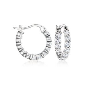 ross-simons 1.80 ct. t.w. cz hoop earrings in sterling silver