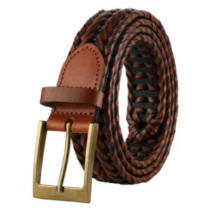 lavemi mens belt, leather woven braided belts for men casual jeans dress golf,gift boxed (35-2828-2 brown 115)