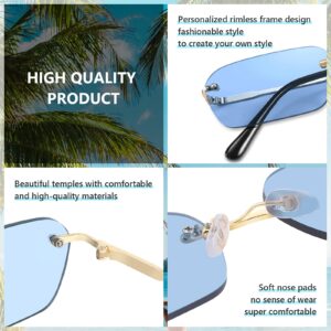 FEISEDY Rimless Sunglasses Y2K Sunglasses Retro Small Narrow Clear Eyewear Vintage Rectangle Sunglasses for Women Men B2643