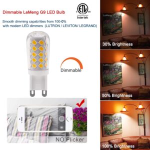 LEMENG Dimmable G9 LED Light Bulb 40Watts T4 Halogen Equivalent 4W 400Lm 2700K Warm White 120V Chandelier Lighting-Pack of 8