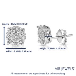 Vir Jewels 1/10 cttw Diamond Stud Earrings in .925 Sterling Silver Push Backs Round Shape