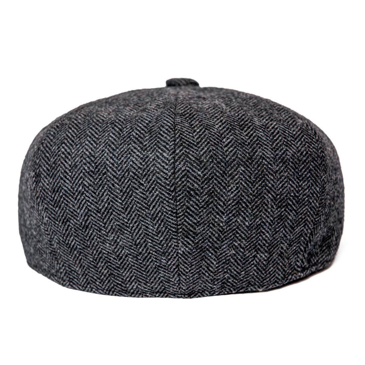 JANGOUL Men Wool Blend 8 Panel Newsboy Cap Tweed Cabbie Hat Snap Brim (Herringbone Grey, 7 3/8)