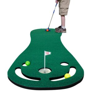 kofull putting green mats set for golf putting use, included 29 inches golf putter, 3 golf balls, training aid put cup & flags, practicing putt green carpet for children putting indoor outdoor