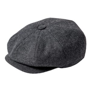 jangoul men wool blend 8 panel newsboy cap tweed cabbie hat snap brim (herringbone grey, 7 3/8)