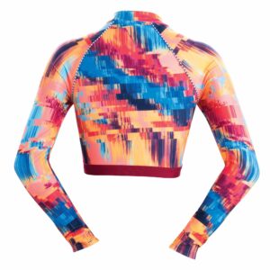 Dolfin Uglies Revibe Technicolor Dreams Mock Neck Cropped Rash Guard Pink Small