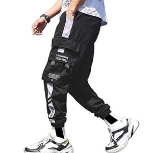 xyxiongmao men's tactical streetwear joggers goth clothes baggy casual sports pants baggy casual techwear hip hop sweatpants black cargo pants for men(black, xl)