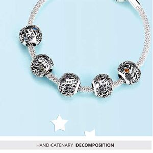 Lorrifal September 925 Sterling Silver Original Birthstone Charms fit Pandora Bracelets Necklace Perfect Jewelry Birthday Loved Beads Gift for Women Mom Daughter